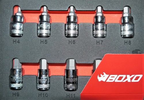 Boxo Tools 3/8"Dr 9pc stubby hex Socket set 4-12mm. BX317-R2 in red ...