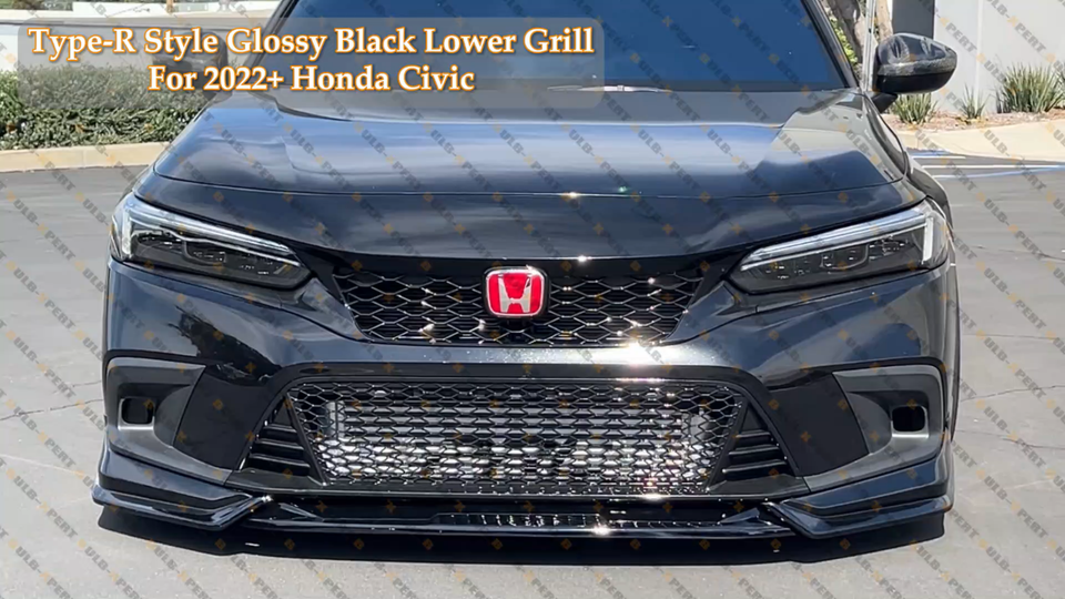 TYPE-R FL5 STYLE GLOSS BLACK FRONT LOWER GRILLE GRILL FOR 2022-2024 ...