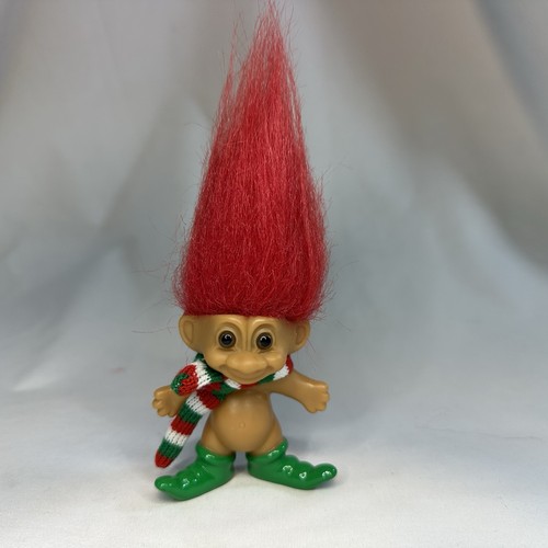 Vtg 1980’s Russ Good Luck Troll w/ Red Hair Green Elf Shoes & Stripped ...