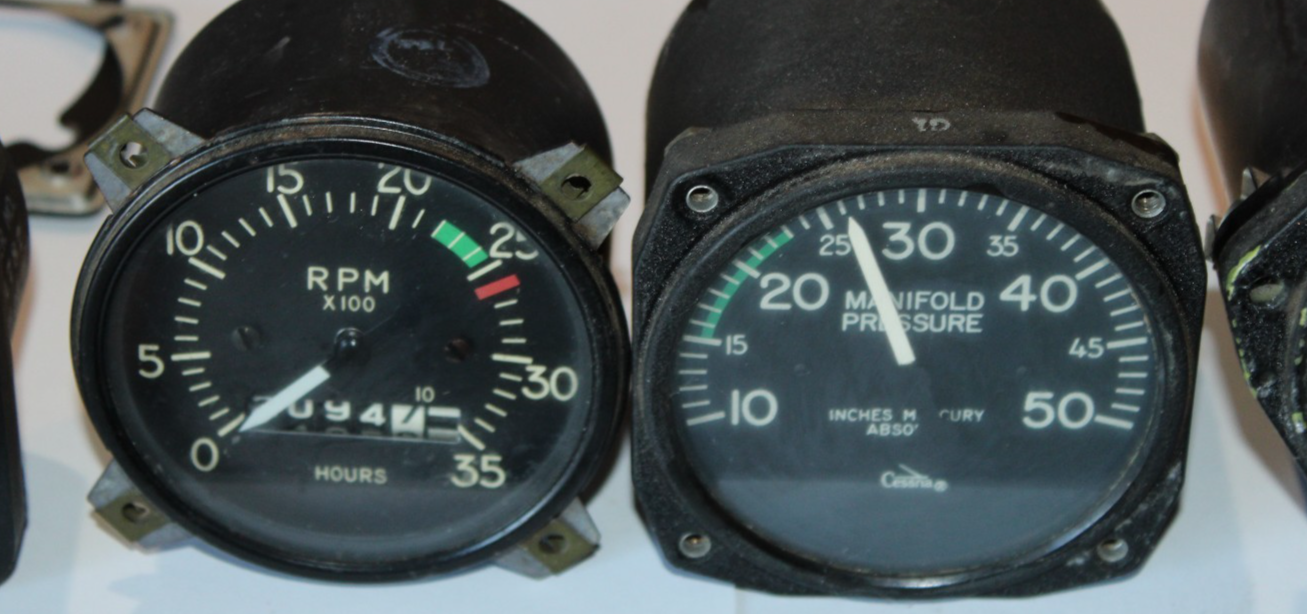 Cessna Aircraft Gauges Lot of 5 (parts or repair) RPM, MANIFOLD ...