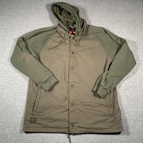 Rip Curl Jacket Mens XL Green Anti Series Hooded Snap Front Weather ...