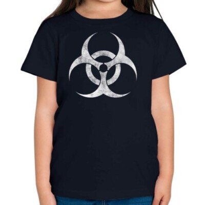 RADIOACTIVE DISTRESSED PRINT KIDS T-SHIRT RADIATION SYMBOL GEEK TOP ...