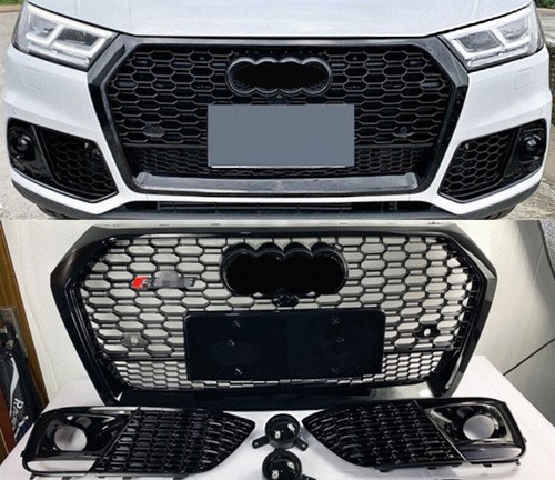 For Audi Q5 SQ5 RSQ5 2018-2020 Front bumper black Grille Grill +fog ...