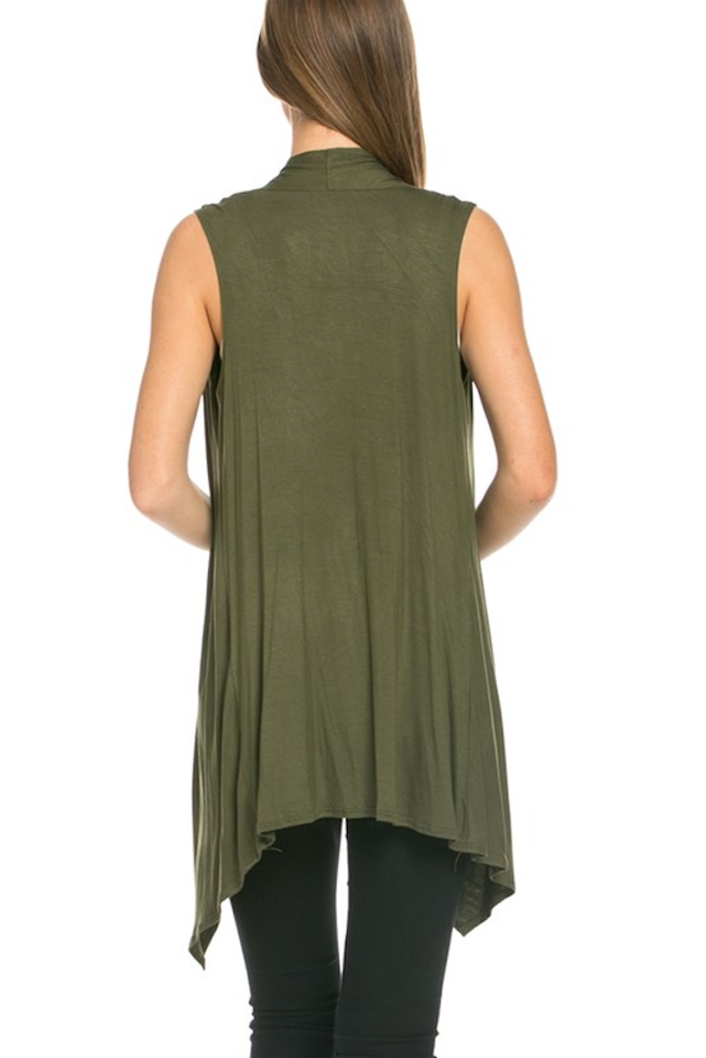 Womens Sleeveless Solid Cardigan Asymmetrical Hem Open Front Wrap Drape ...