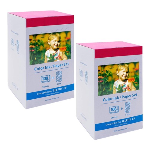2Set Compatible For Canon SELPHY CP910 CP1000 KP-108IN Color Ink &Paper ...