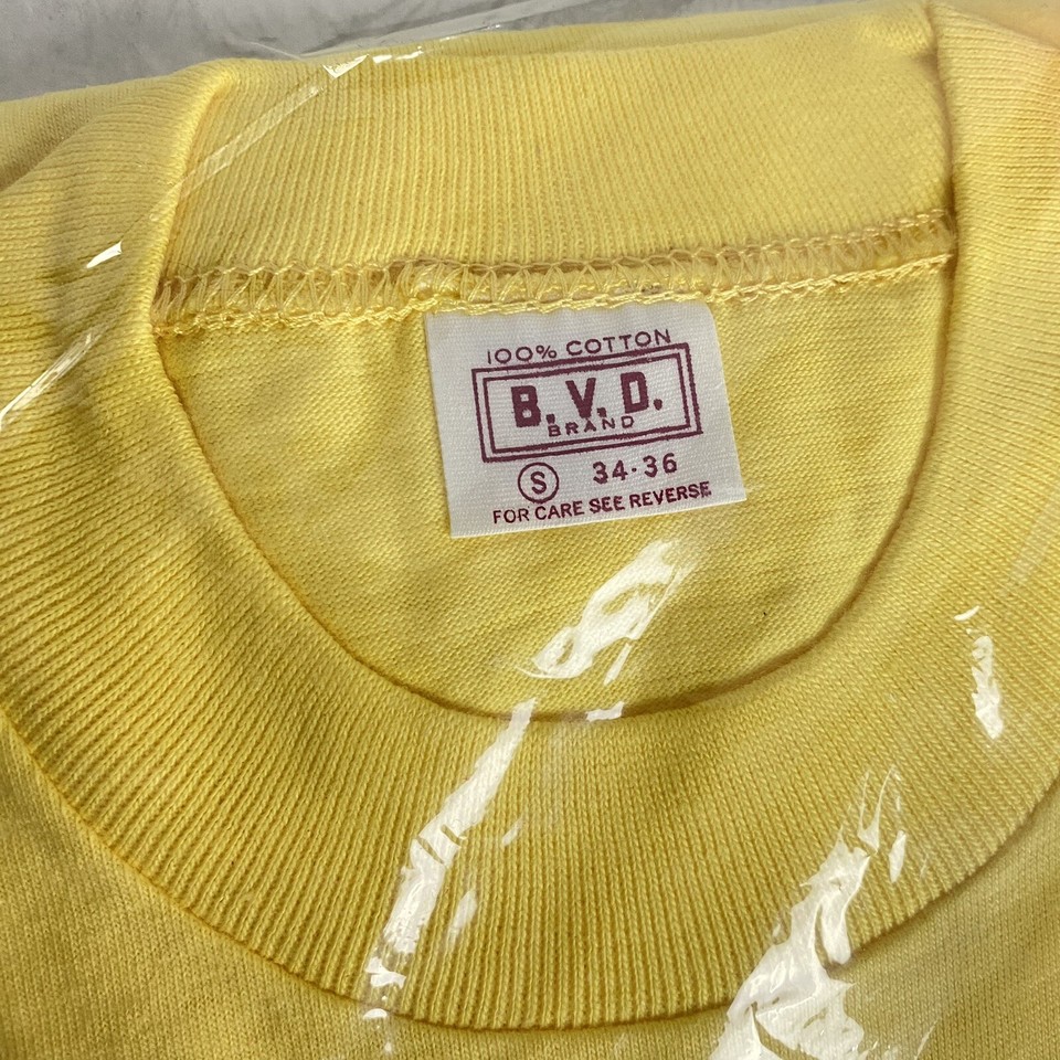 Vtg 60s BVD Mens Hi Crew Neck Pocket Long Sleeve Tshirt NOS Yellow ...