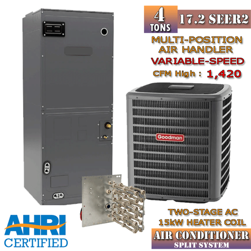 Goodman 4 Ton AC Split System 17.2 SEER2 2-Stage Variable Speed AH 15kW ...