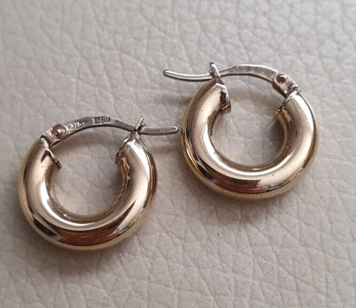 NEW 9ct Yellow Gold Small Hoop Earrings Hallmarked 375 Made in Italy ...