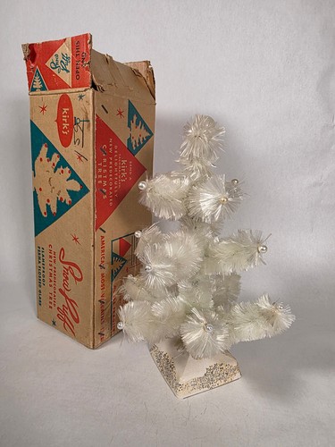 1950s Kirk's Snow Puff Christmas Tree • Perma Flossed Glass • White ...