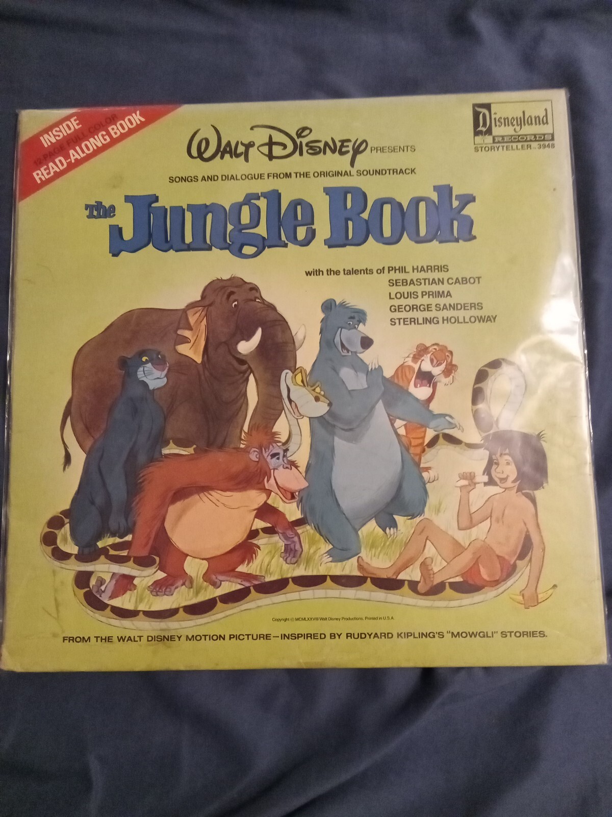 WALT DISNEY'S THE JUNGLE BOOK DISNEYLAND LP STORYBOOK RECORD #3948 VERY ...