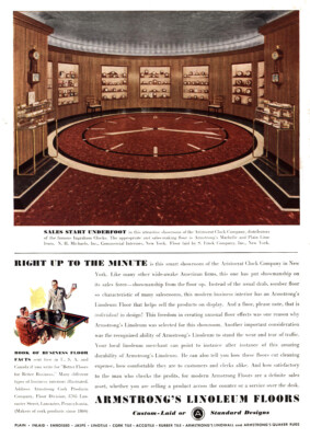 1937 Armstrong Linoleum Floors: Aristocrat Clock Company Vintage Print ...