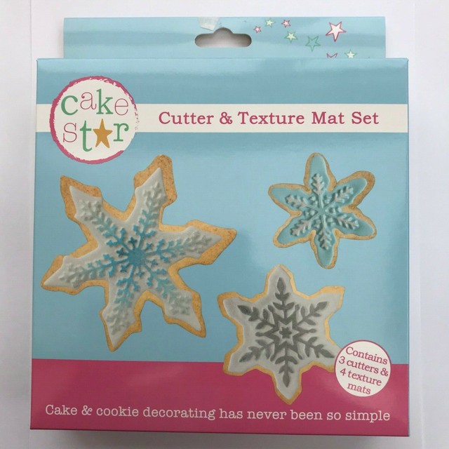 Culpitt Cake Star 3 SNOWFLAKE CUTTERS and 4 TEXTURE Mats Sugarcraft Art ...
