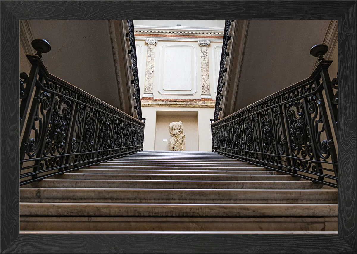 Grand Staircase with Sculpture Framed Wall Art Poster Canvas Print ...