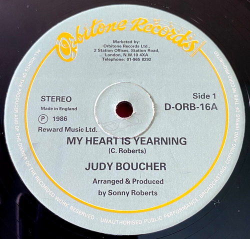 Judy Boucher My Heart Is Yearning 12"UK ORIG 1986 Orbitone D-ORB-16 ...