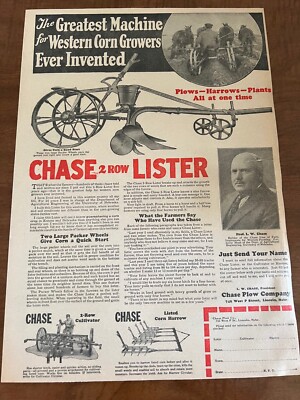 Vintage Print Ad Chase 2 Row Lister Plow Cultivator farming tractors | eBay