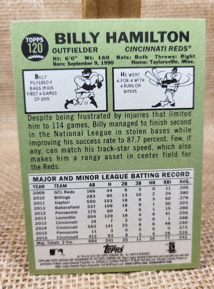 2016 Topps Heritage Billy Hamilton Baseball Card #120 Reds FREE S&H A8 ...