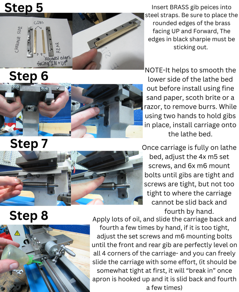 Mini Metal Lathe Heavy Duty STEEL + BRASS Insert GIB KIT! 7x10 7x12 ...