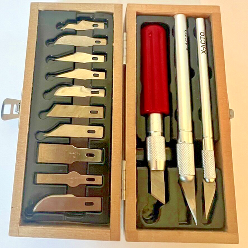 Vintage X-Acto Knife Set in Wooden Box Precision Cutting Kit w/Blades ...