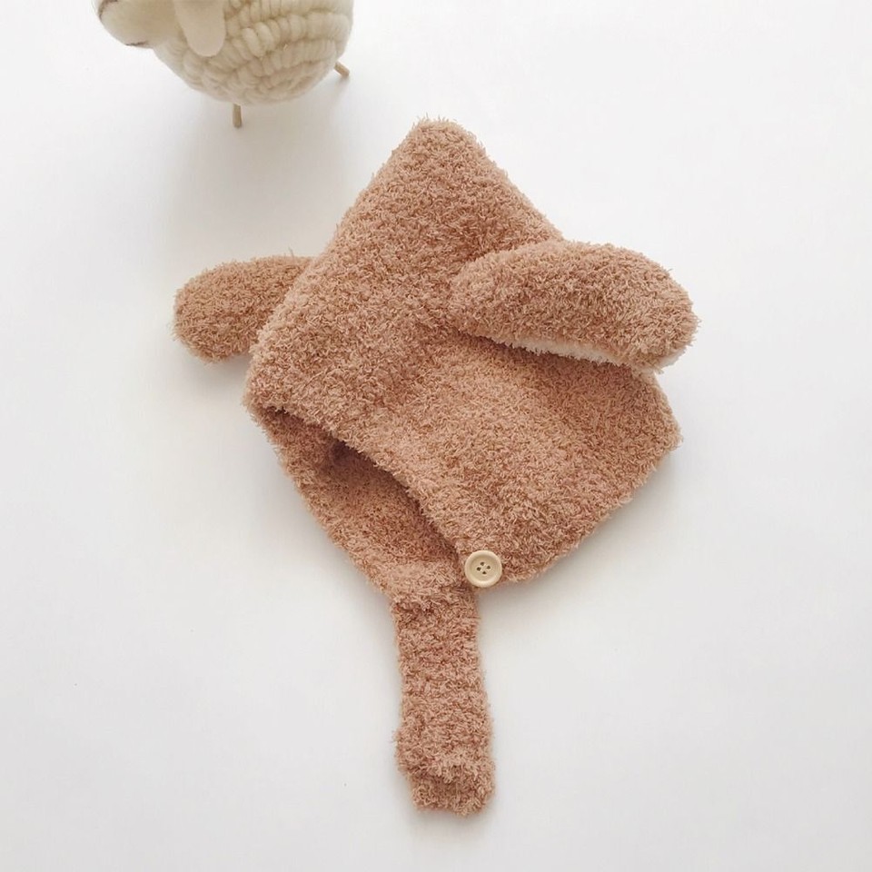 Plush Rabbit Ears Cap Soft Furry Bonnets Cute Earflap Hat Kids Boys ...