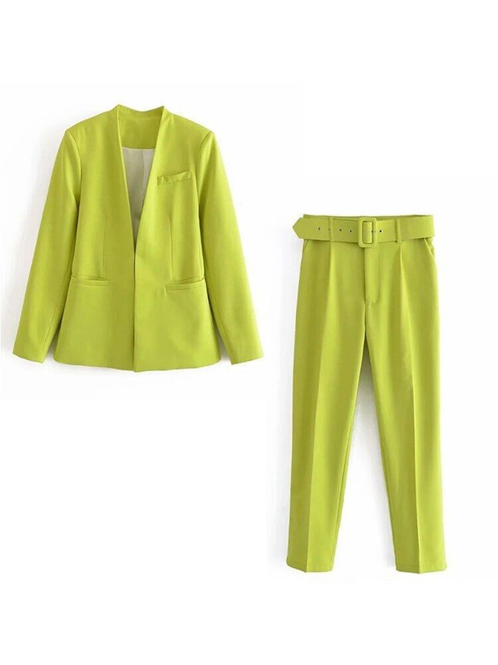 Set Woman 2 Pieces Blazer with Pant Suits Office Ladies Formal Overalls ...