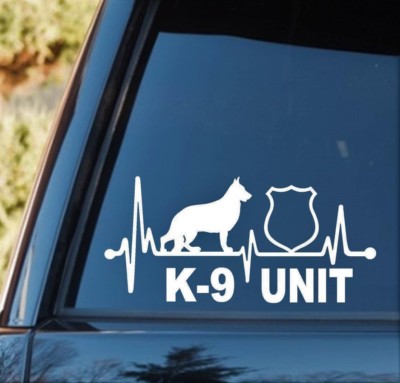 K9 K-9 Unit German Shepherd Heartbeat Dog Decal Sticker SAR Drug Law ...