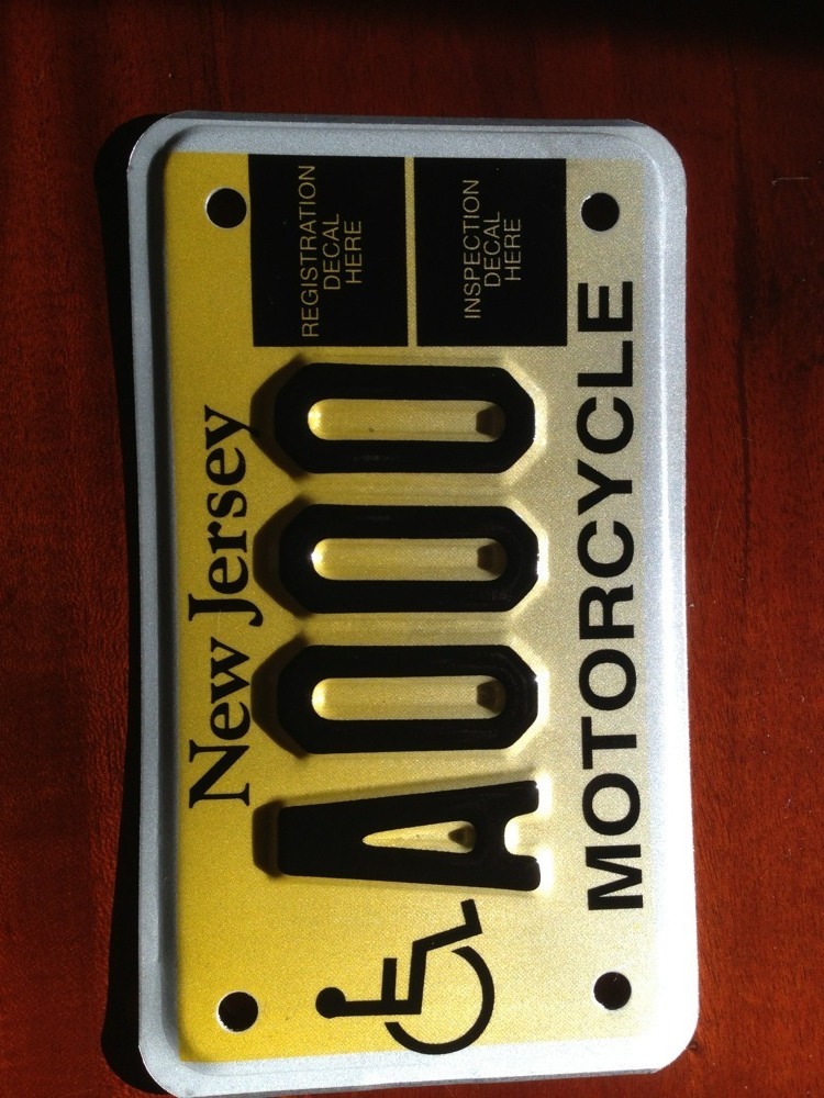 New Jersey HANDICAP MOTORCYCLE license plate sample Bike Cycle ...