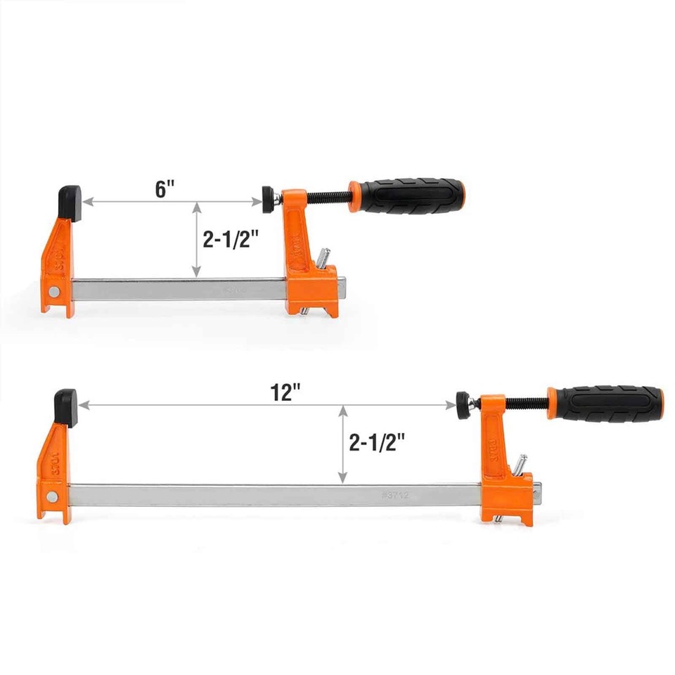 6″ Bar Clamp Set – 4 Pack Light‑Duty F Clamps 300 lb Load for Wood or ...