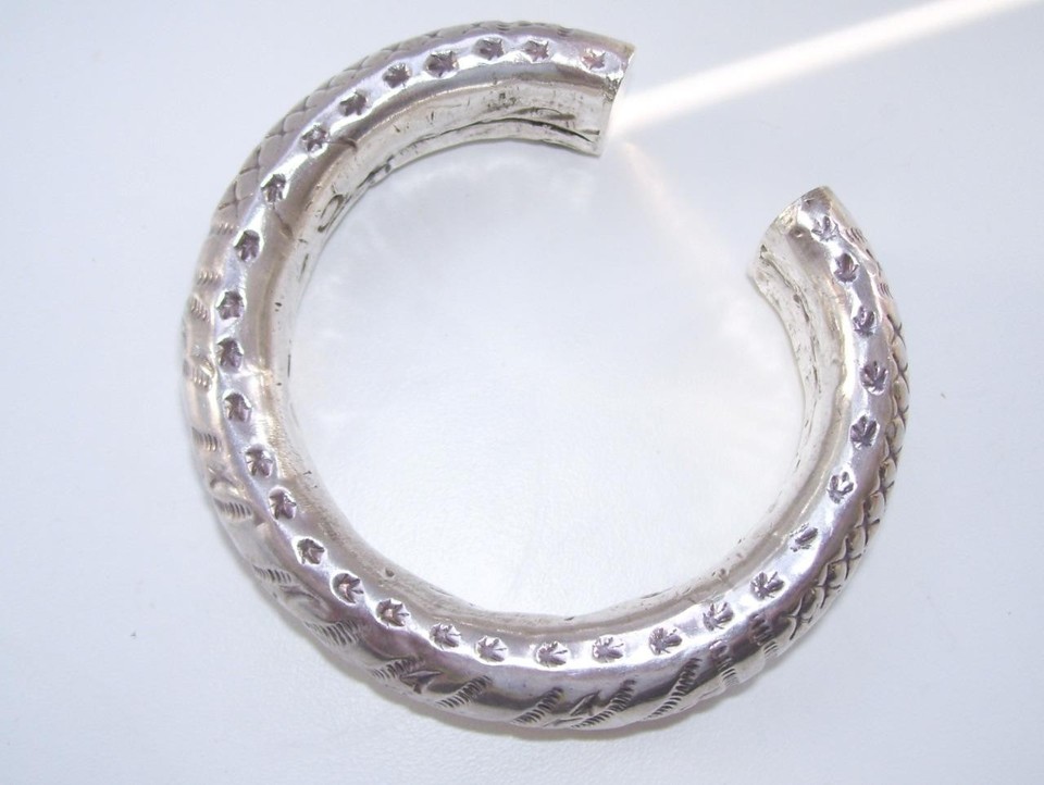 Ornate Antique 19thC Solid Silver Rattle Rattling 1" Wide Cuff Bangle ...