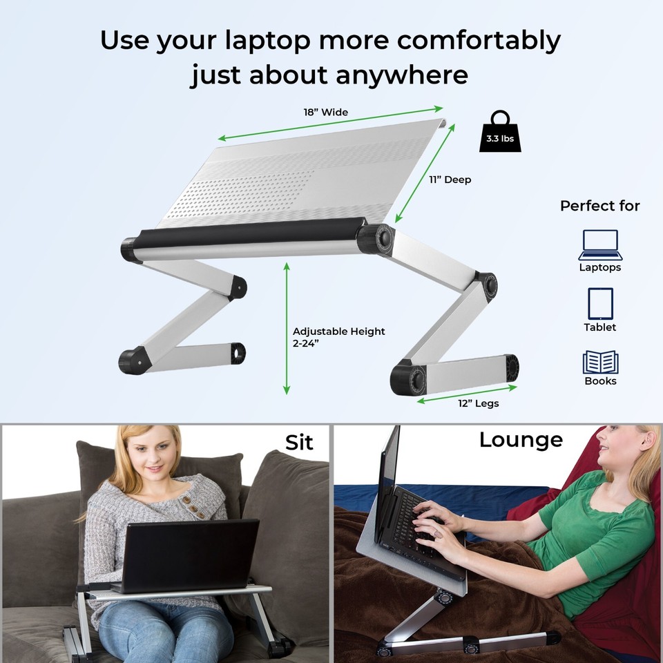 WorkEZ Executive best aluminum adjustable ergonomic laptop stand lap ...