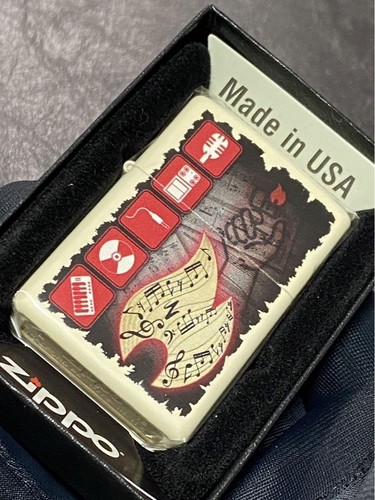 Zippo Musical Note Fire Cream White One Sided Processing Lighter ...