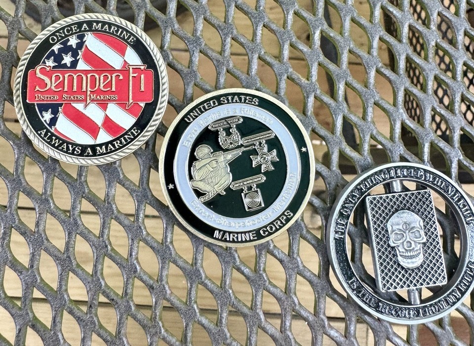 3 US Marine Corps Challenge Coin Semper FI USMC Core Values Marine ...