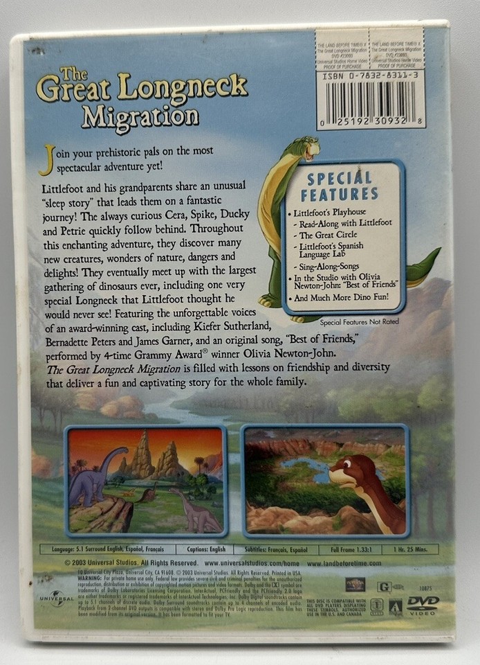 The Land Before Time The Great Longneck Migration DVD Full Frame ...