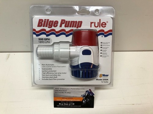 INS Rule 25DA 500 GPH bilge pump 12v 12volt boat marine pwc w/backflow preventer | eBay Australia