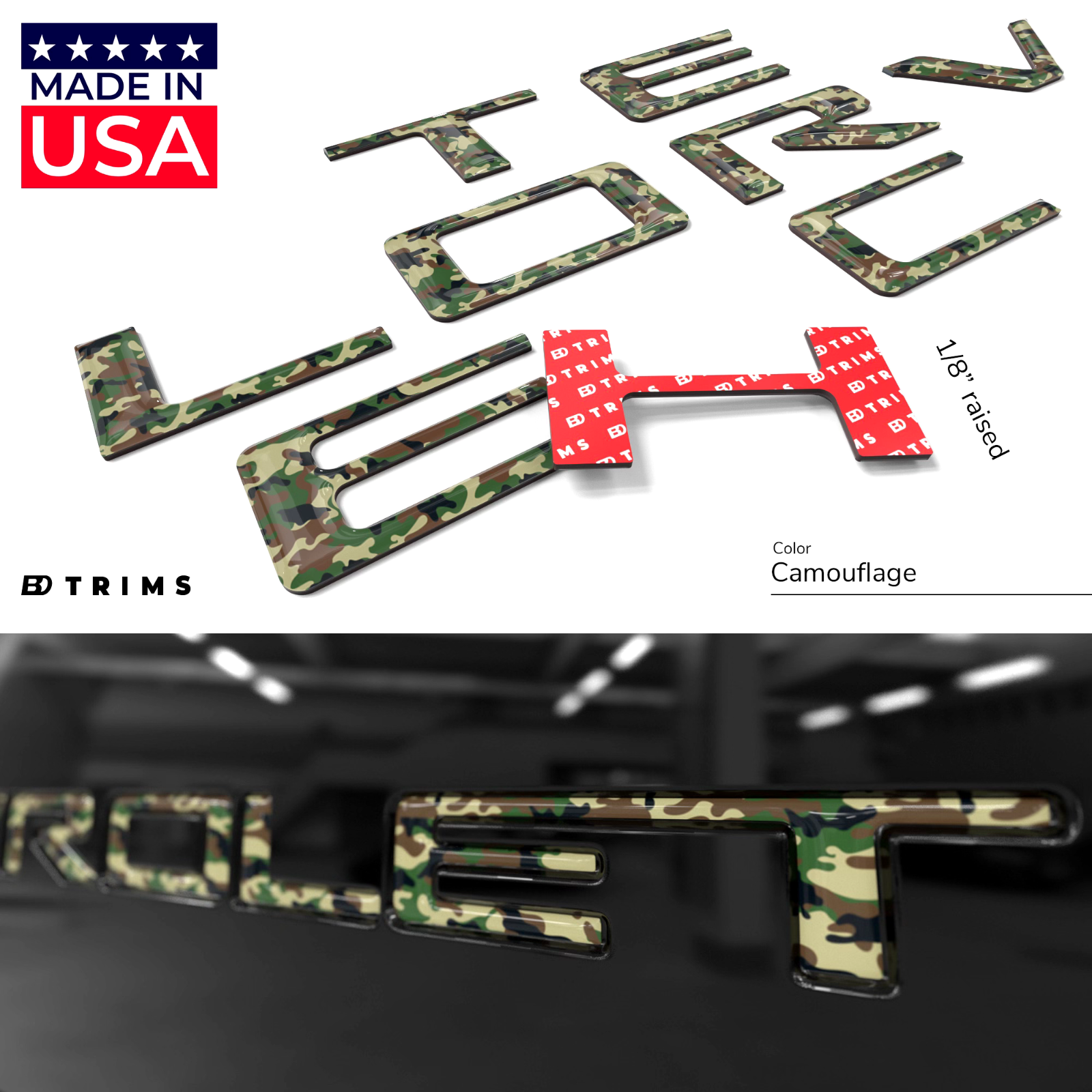 Camouflage 3D Raised Plastic Tailgate Letters for Chevrolet Silverado ...