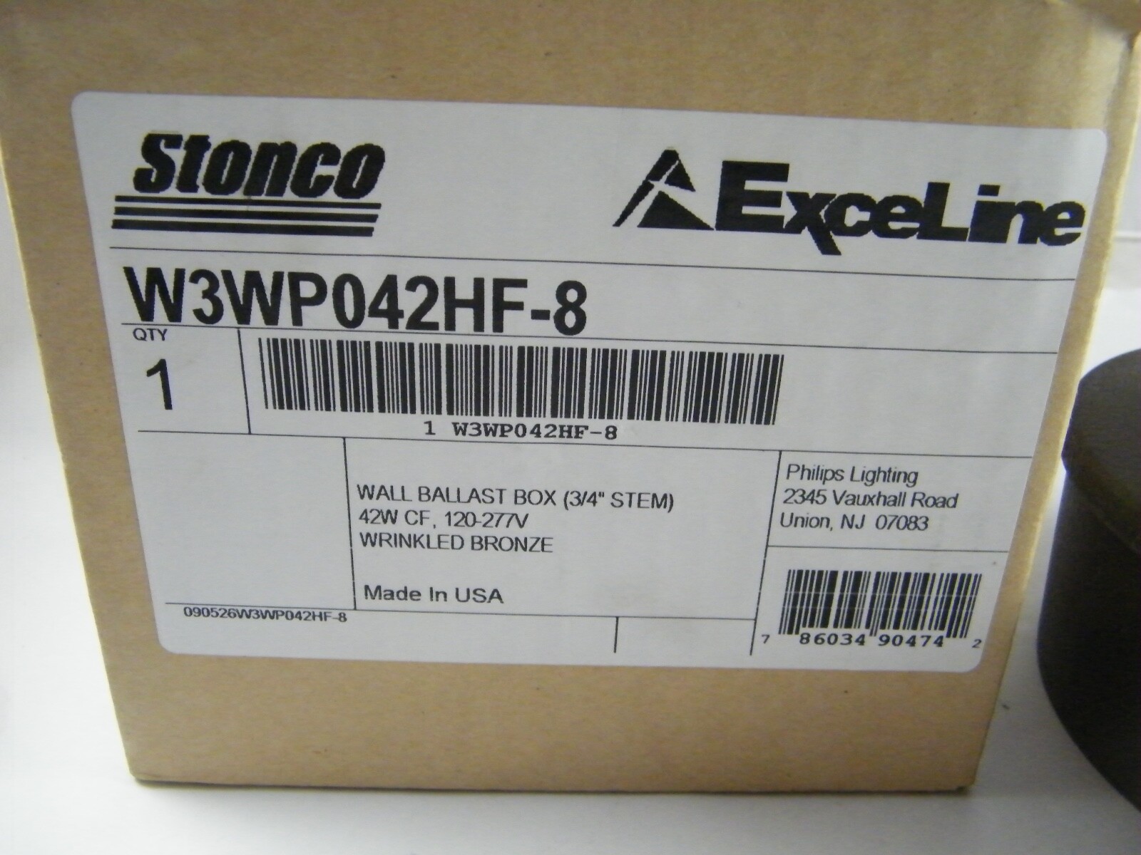 NEW STONCO EXCELINE WALL BALLAST BOX 3/4" STEM WRINKLED BRONZE COLOR ...