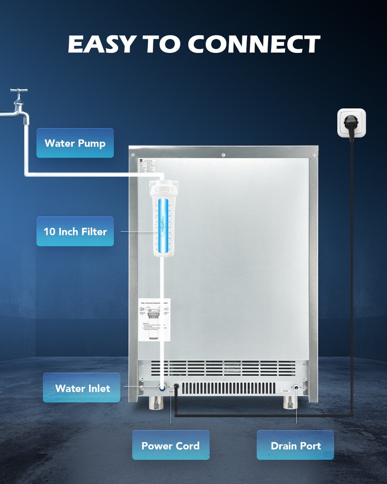 WILPREP Commercial Ice Maker 126PCS Ice Cube Machine 265lb/24h 55lb ...