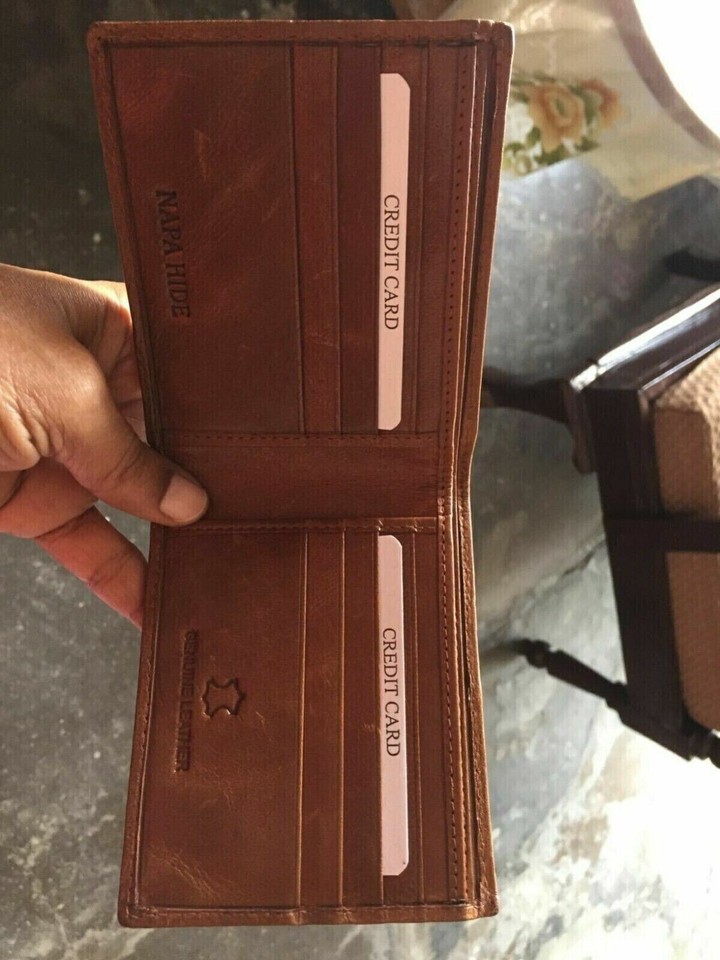 Genuine Leather Bifold Wallets For Men RFID Blocking Slim (MENS BROWN ...