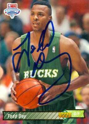 Todd Day autographed Basketball Card (Milwaukee Bucks) 1992 Upper Deck ...