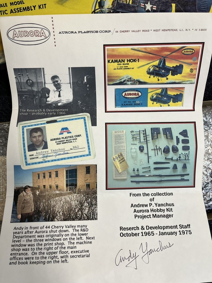 VINTAGE Aurora Kaman HOK-1 Helicopter Model Kit 1/4 Scale Ultra Rare ...