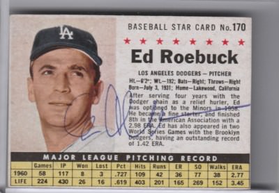 1961 POST CEREAL #170 ED ROEBUCK AUTOGRAPH LOS ANGELES DODGERS 3218 | eBay