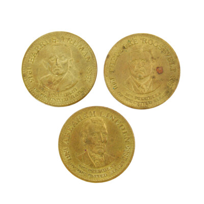 Vtg 1992 Shell Oil Presidential Coin Game Brass Tokens: Lincoln ...