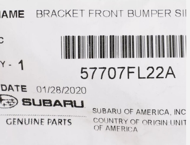 2017-2023 Subaru Impreza Front Passenger Bumper Side Bracket 57707FL22A ...