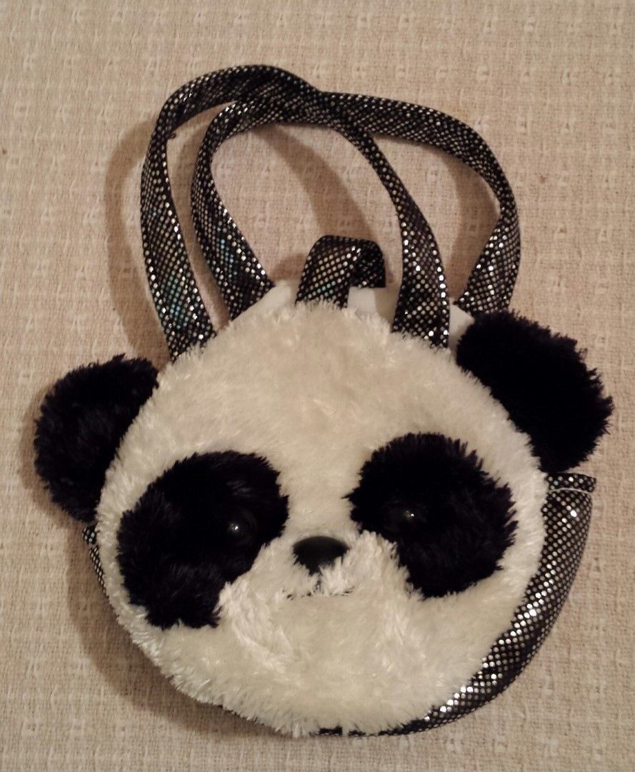 Adorable Zoo Atlanta PANDA BEAR Purse Bag 5 1/2" Black White Silver ...