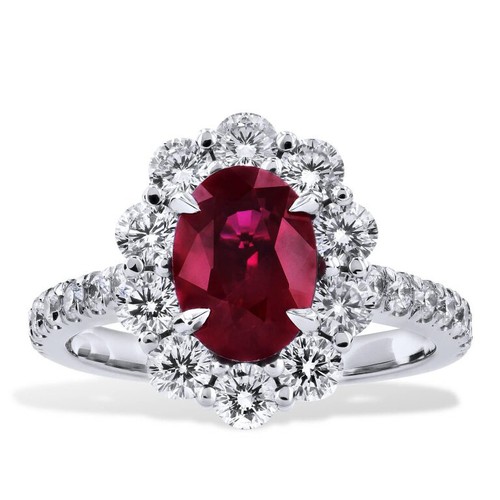 2ct Oval Pink Ruby Engagement Ring Diamond Halo 925 Sterling Silver | eBay