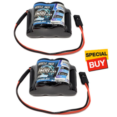 NHX Muscle Pack 6V 1600mAh 5-Cell Nimh Hump Battery w/ JR Connector (2 ...