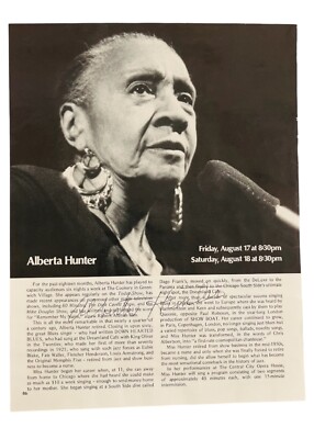 Alberta Hunter – August - 1984 - Signed Newspaper Article | eBay