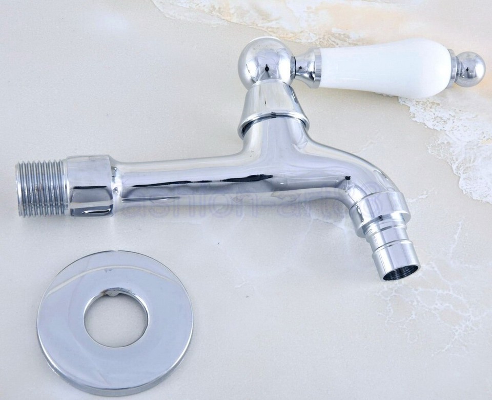 Polished Chrome Wall Mounted Kitchen Bathroom Washing Machine Tap ...