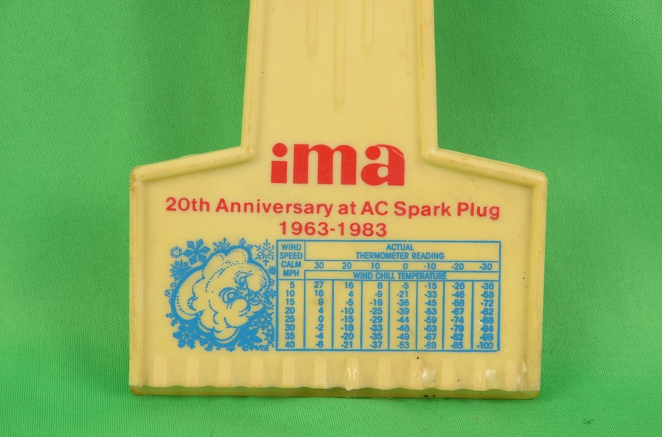 ima AC Spark Plug 20th Anniversary Ice Scraper Wind Chill Temp Chart ...