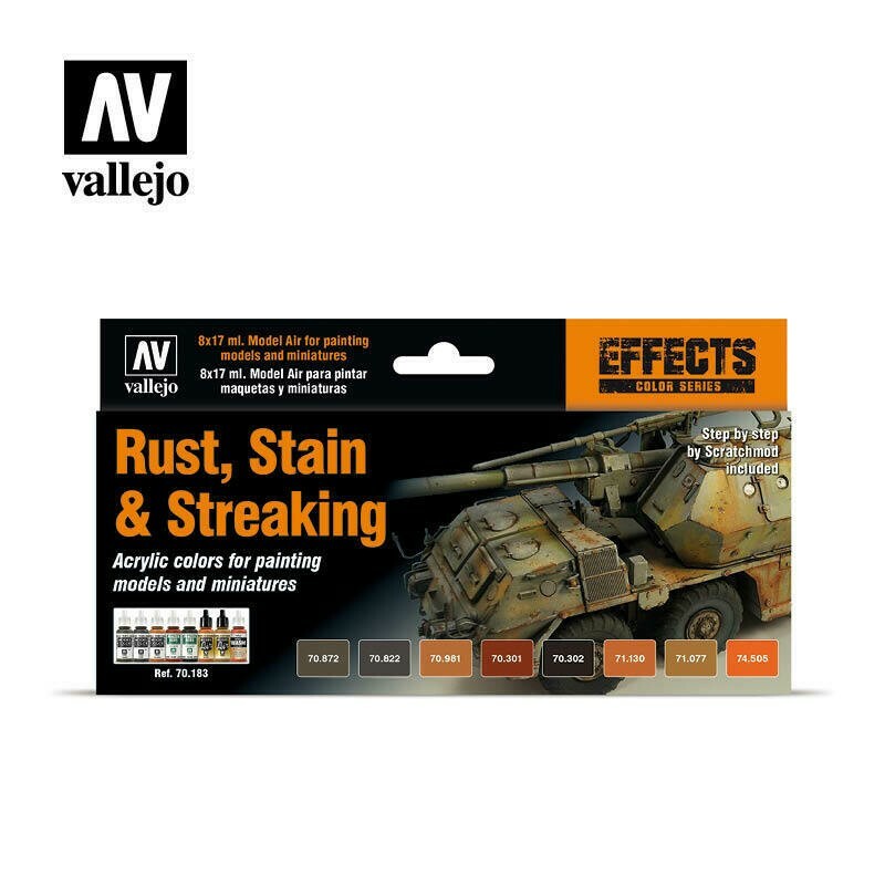Vallejo+Acrylic+Paint+Rust+Stain+and+Streaking+8+Bottle+Set+Val70183 ...
