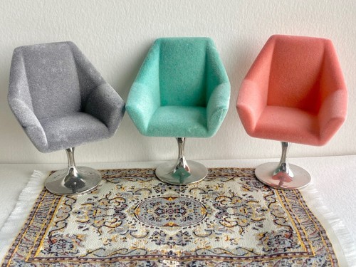 1:12 miniature swivel chair retro Props Modern Velvet dollhouse ...